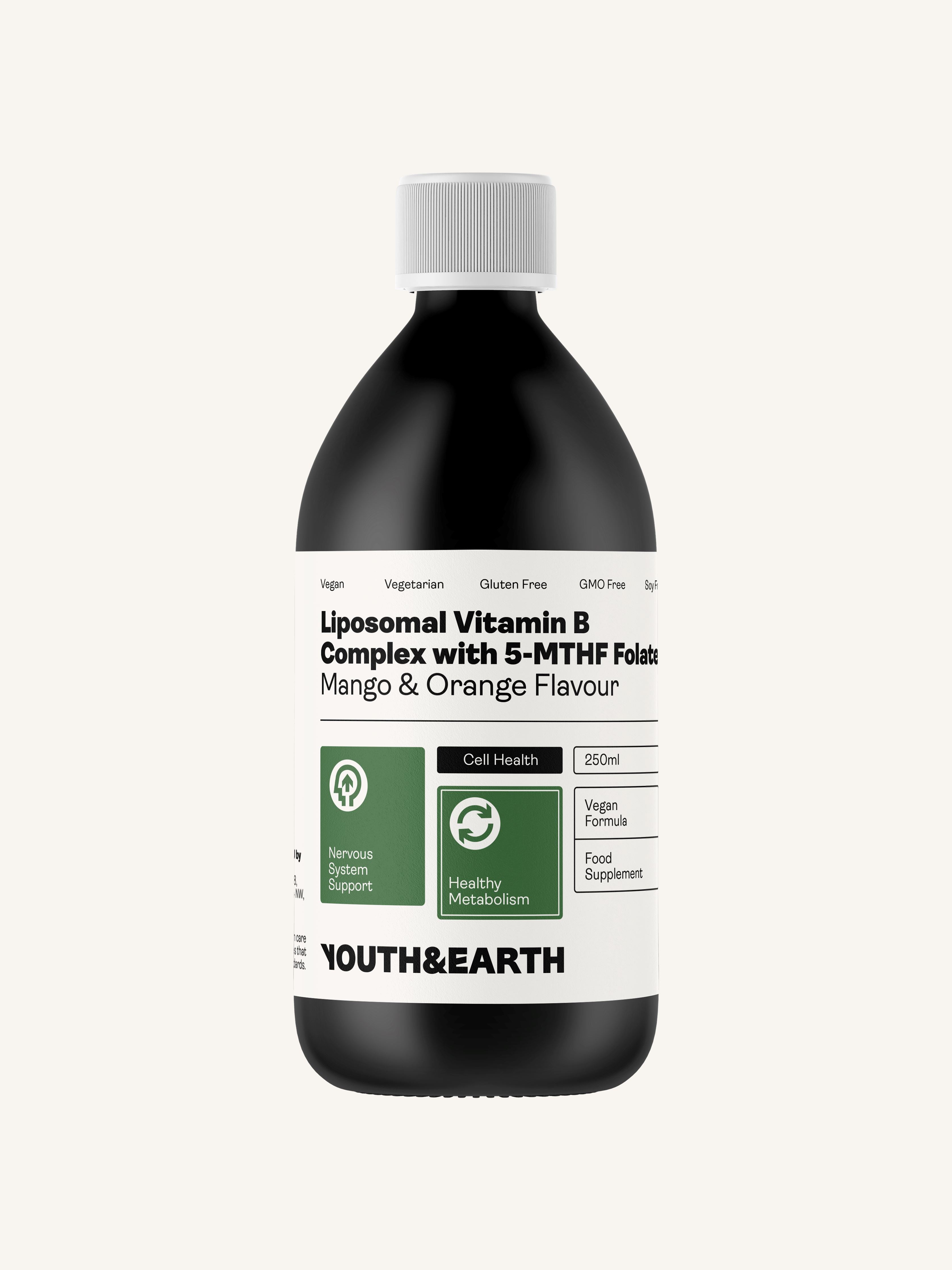 Liposomal Vitamin B Complex with 5-MTHF Folate 250ml - youthandearth